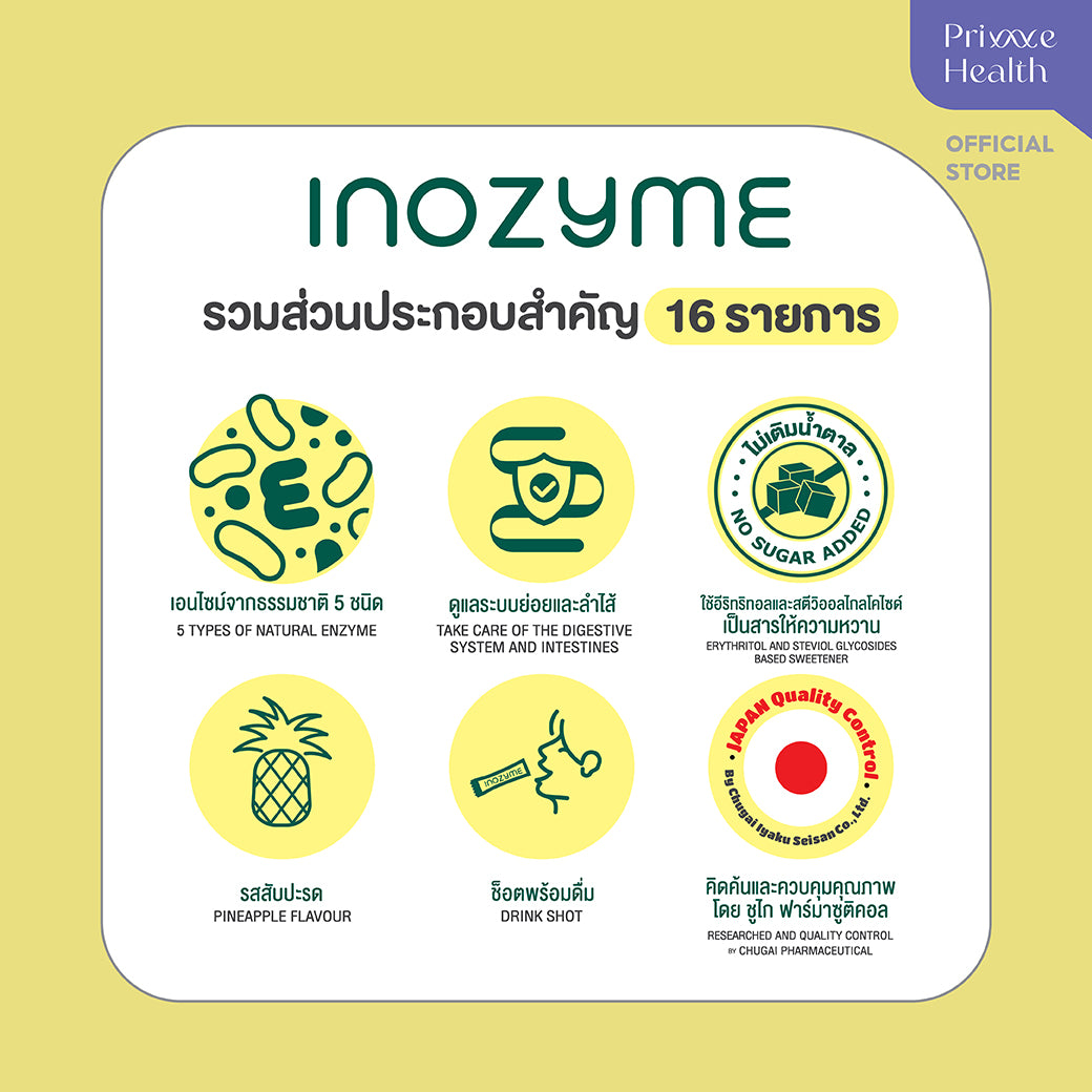 Inozyme อิโนไซม์ (ผลิตภัณฑ์เสริมอาหาร) กล่องละ 14 ซอง – Prime Health
